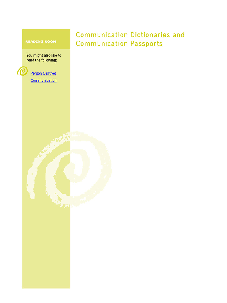 Communication Dictionaries and Communication Passports | PDF ...