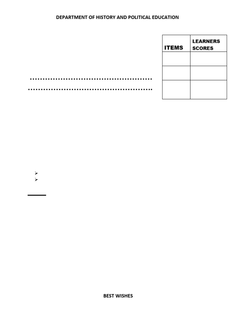 Khs s.2 History Eoy Exams | PDF