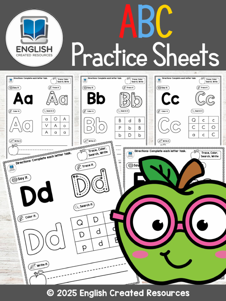 ABC Practice Sheets Copyright 2025 English Created Resources | PDF