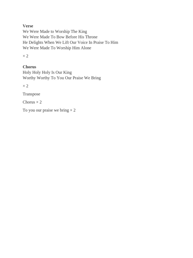 Worship Song Lyrics: Holy Holy Holy | PDF