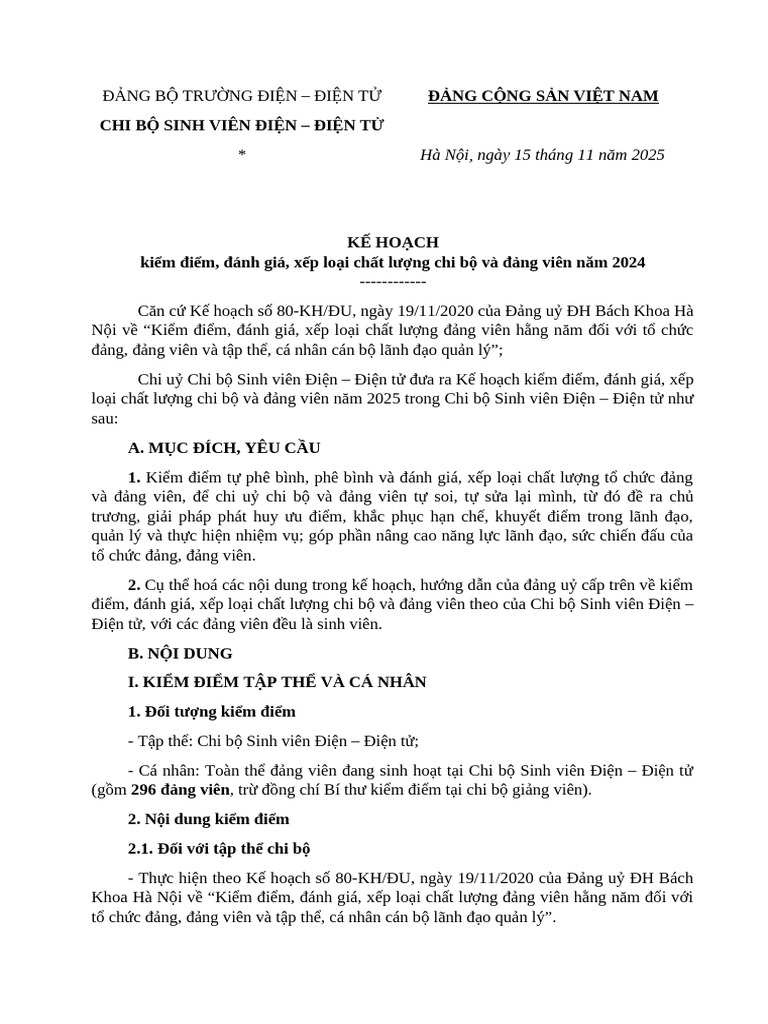 Kế-hoạch-kiểm-điểm-CBSV-Điện-Điện-tử (chưa duyệt) | PDF