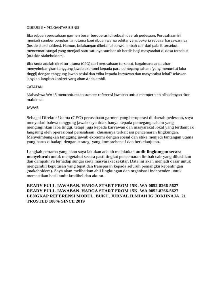Diskusi 8 - Pengantar Bisnis | PDF