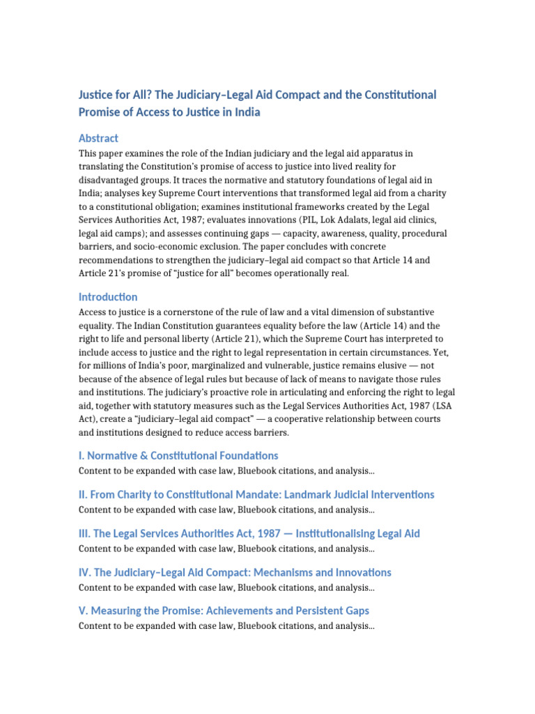 Access to Justice in India: Legal Aid Insights | PDF | Legal Aid | Rule ...