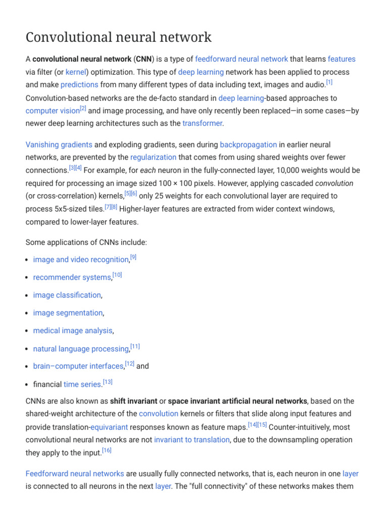 Convolutional Neural Network - Wikipedia | PDF | Applied Mathematics ...