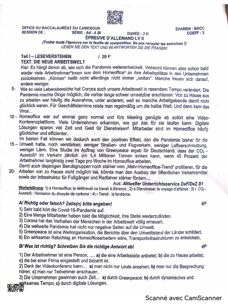 Bacc Allemand 2025 | PDF