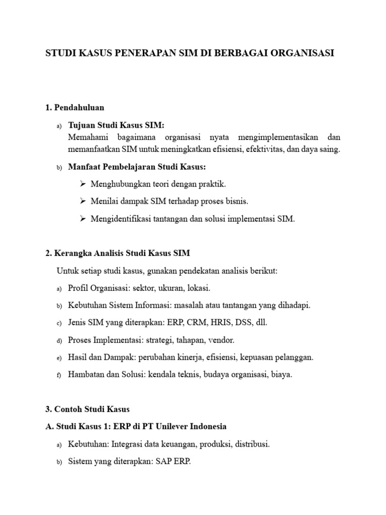 Pert15 Studi Kasus Penerapan Sim Di Berbagai Organisasi | PDF