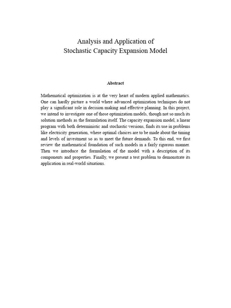 Capacity Expansion Model (Final) | PDF | Mathematical Optimization ...