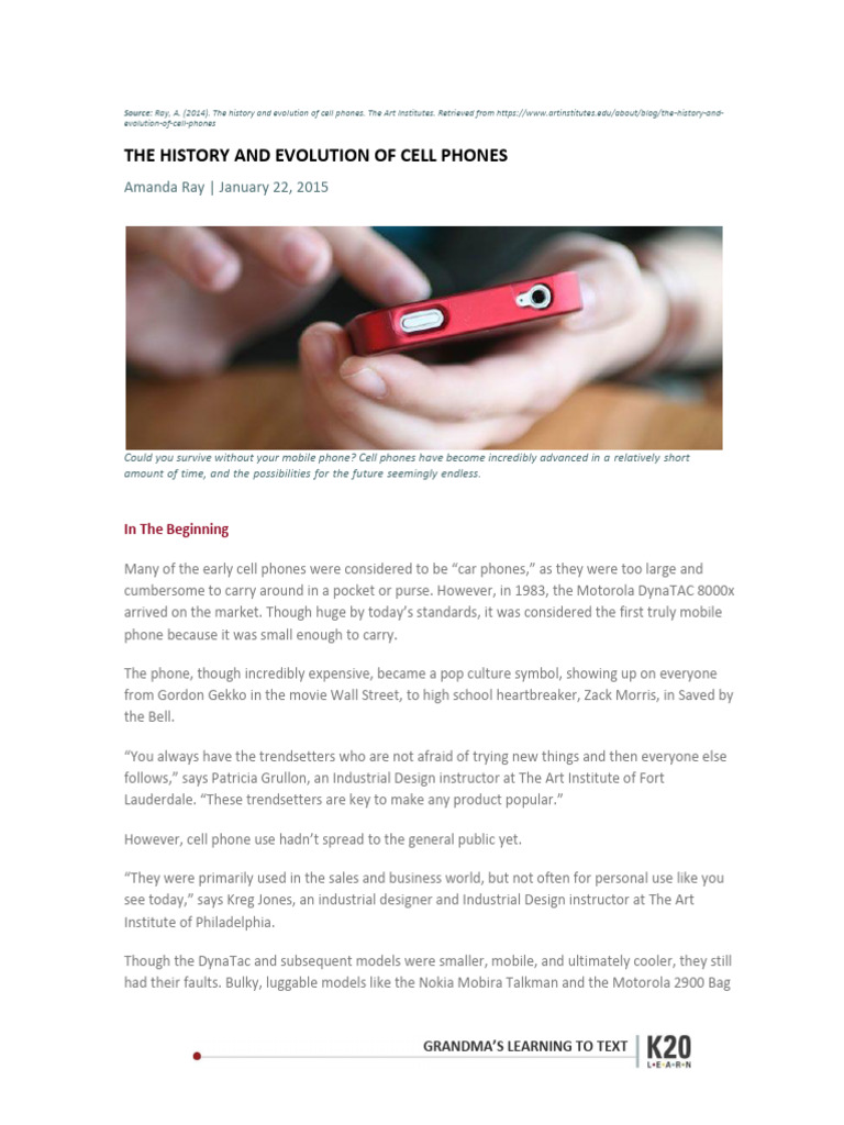 Cellphone Evolution | PDF | Smartphone | Mobile Phones