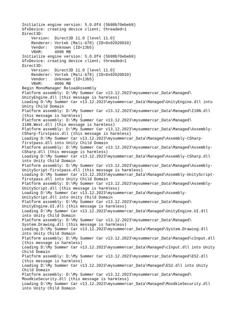 Output Log Pdf Unity Game Engine Ibm Pc Compatibles 5843