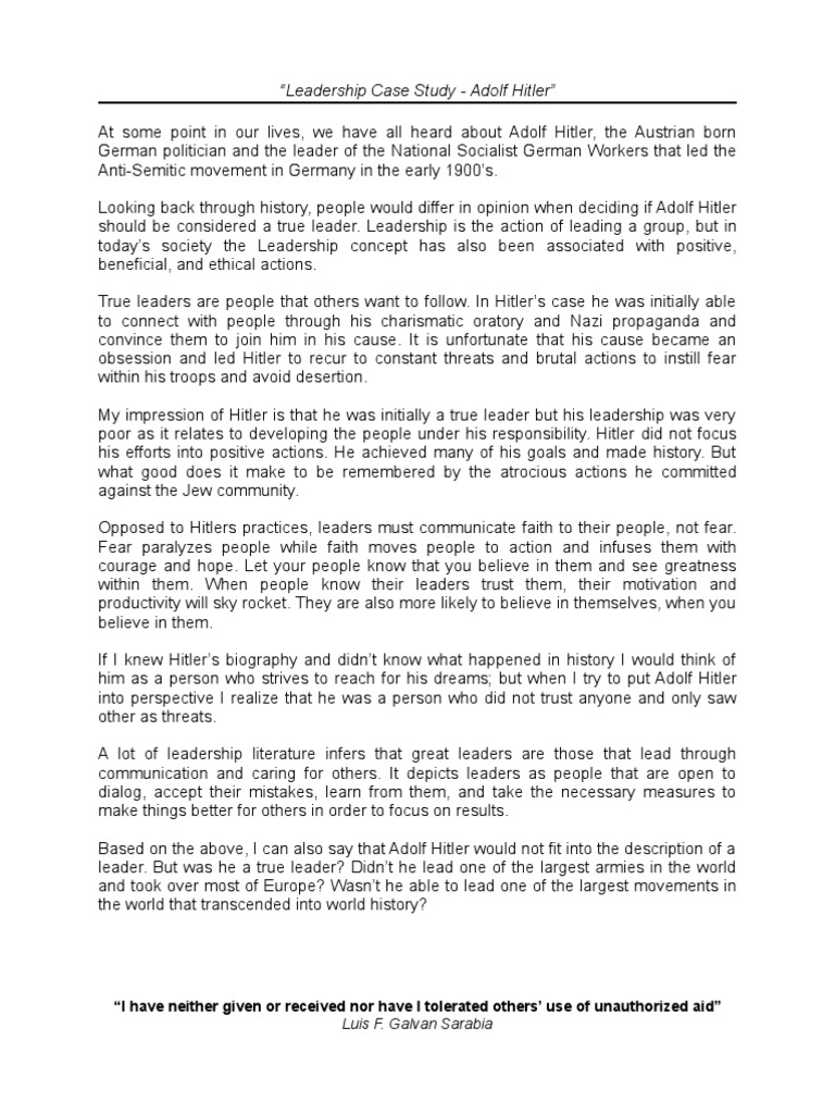 Leadership Case Study - Adolf Hitler | Download Free PDF | Adolf Hitler ...