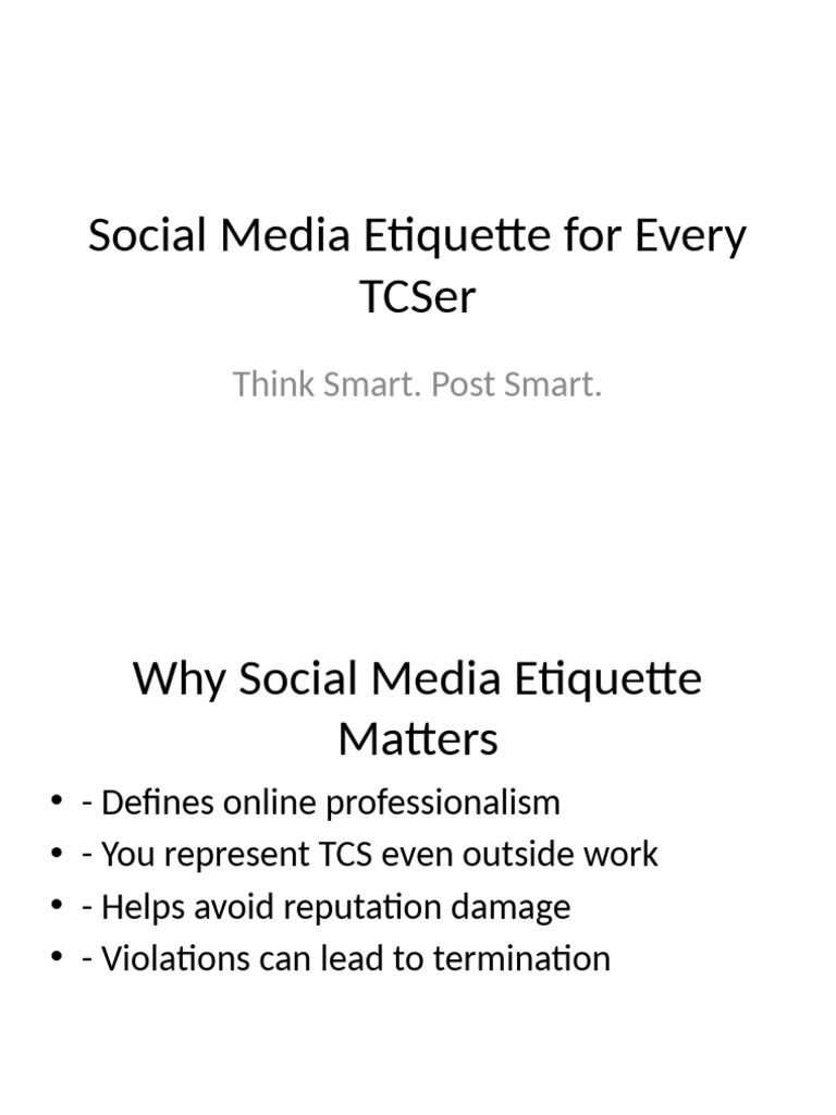 Social Media Etiquette for TCS Employees | PDF