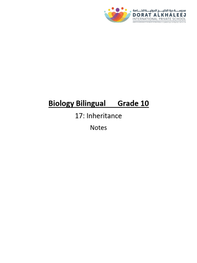 Summary Notes - Topic 17 Inheritance - CAIE Biology IGCSE | PDF ...