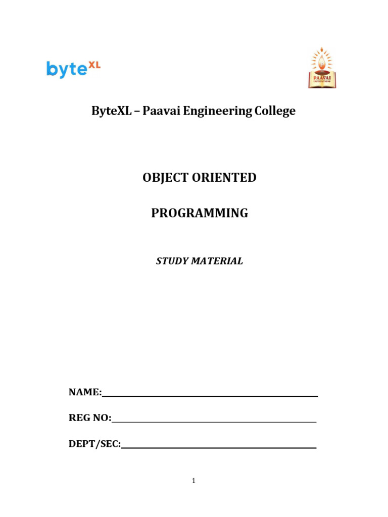 OOPs Study Material With Question Bank and Answers | PDF | Object Oriented Programming | Java ...