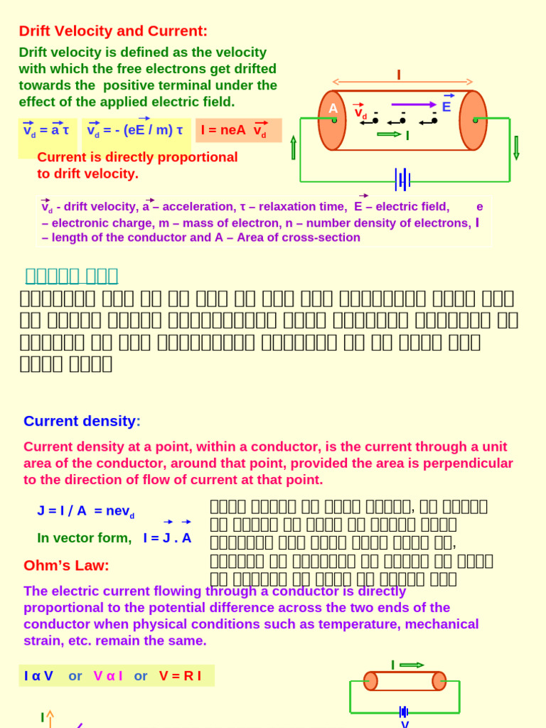Drift Velocity, Current, and Resistance Explained | PDF | Electrical ...