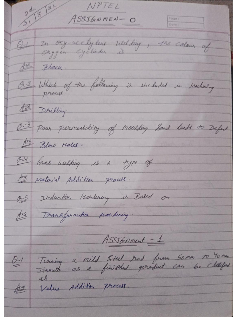 Manufacturing Process Nptel Notes | PDF