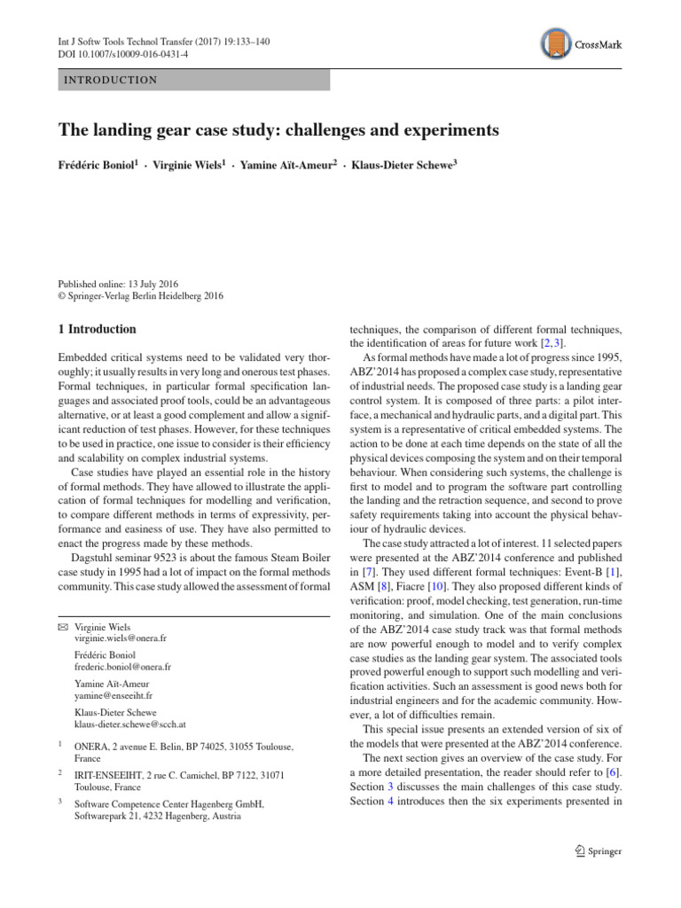 Landing Gear Case Study Challanges and Experiments | PDF | Formal ...