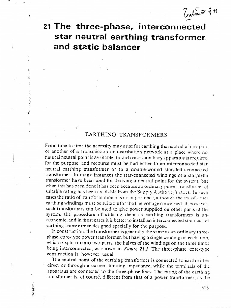 Earthing Transformer | PDF