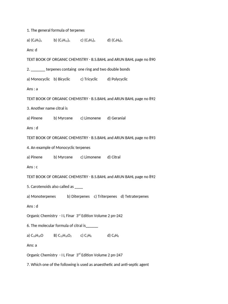 Terpene Structures and Uses in Chemistry | PDF