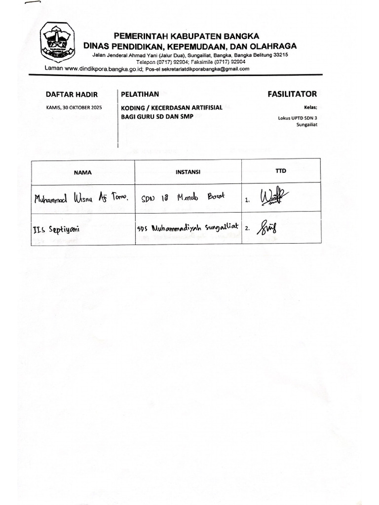 ABSEN FASIL (KAMIS,30-10-2025) | PDF