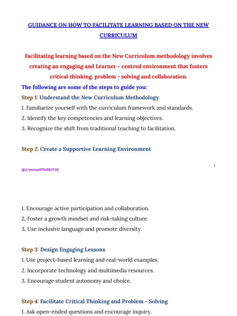 New Curriculum Learning Facilitation Guide | PDF | Critical Thinking ...