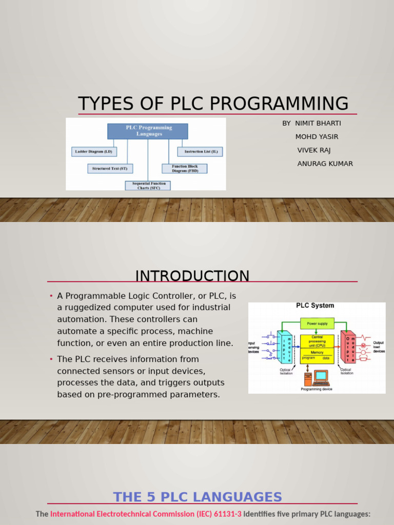 Types of PLC Programming: by Nimit Bharti Mohd Yasir Vivek Raj Anurag ...