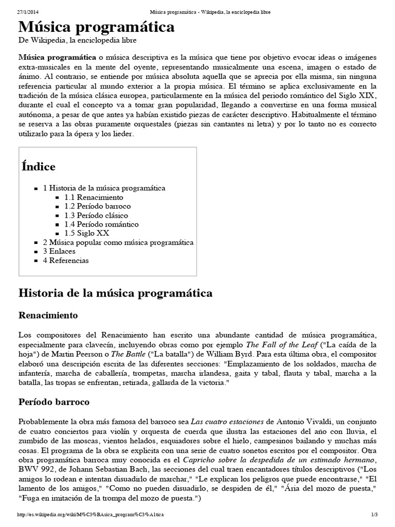 Música Programática - Wikipedia, La Enciclopedia Libre | PDF ...