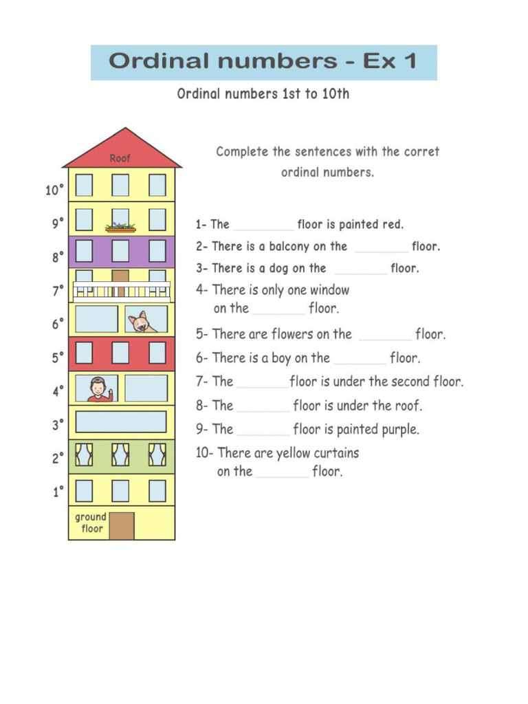 Ordinal Numbers Exercises | PDF