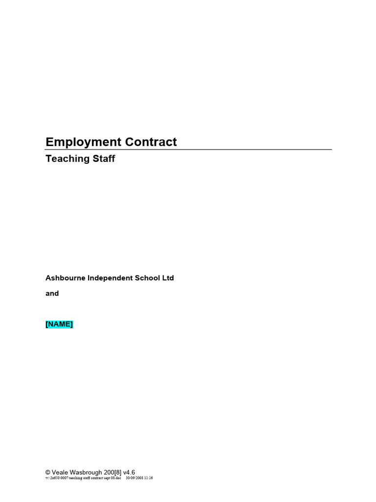 Staff Contract Template | PDF | Salary | Breach Of Contract