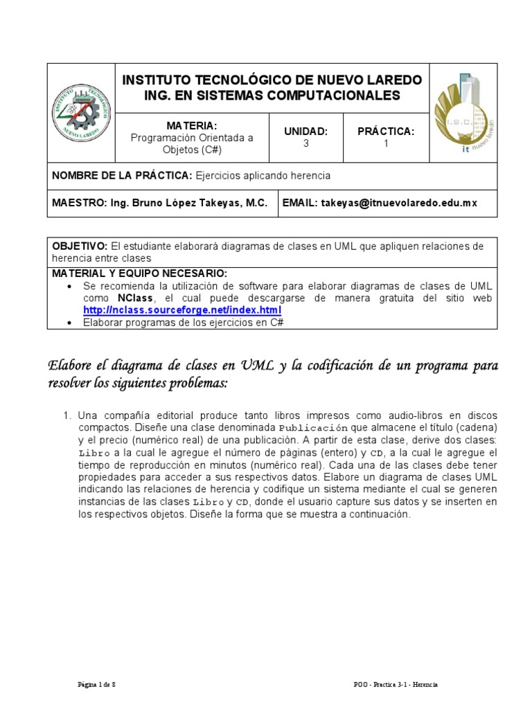 POO - Practica 3-1 - Herencia | Descargar gratis PDF | Herencia ...