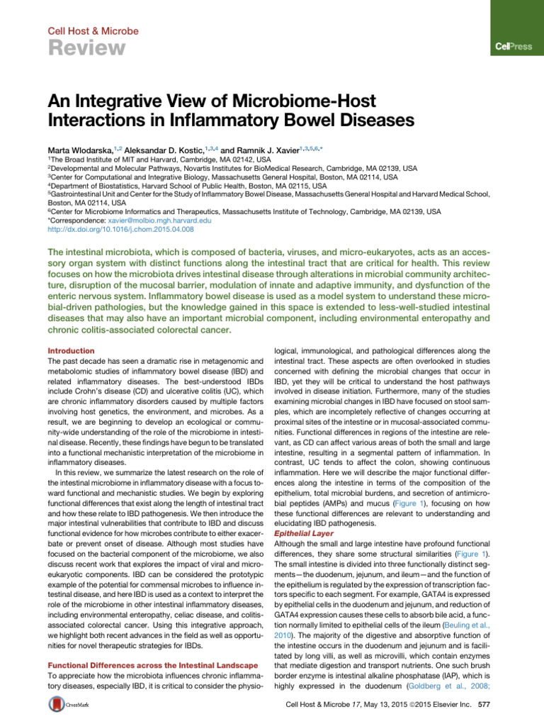 An Integrative View of Microbiome Host Interaction | PDF | Inflammatory ...