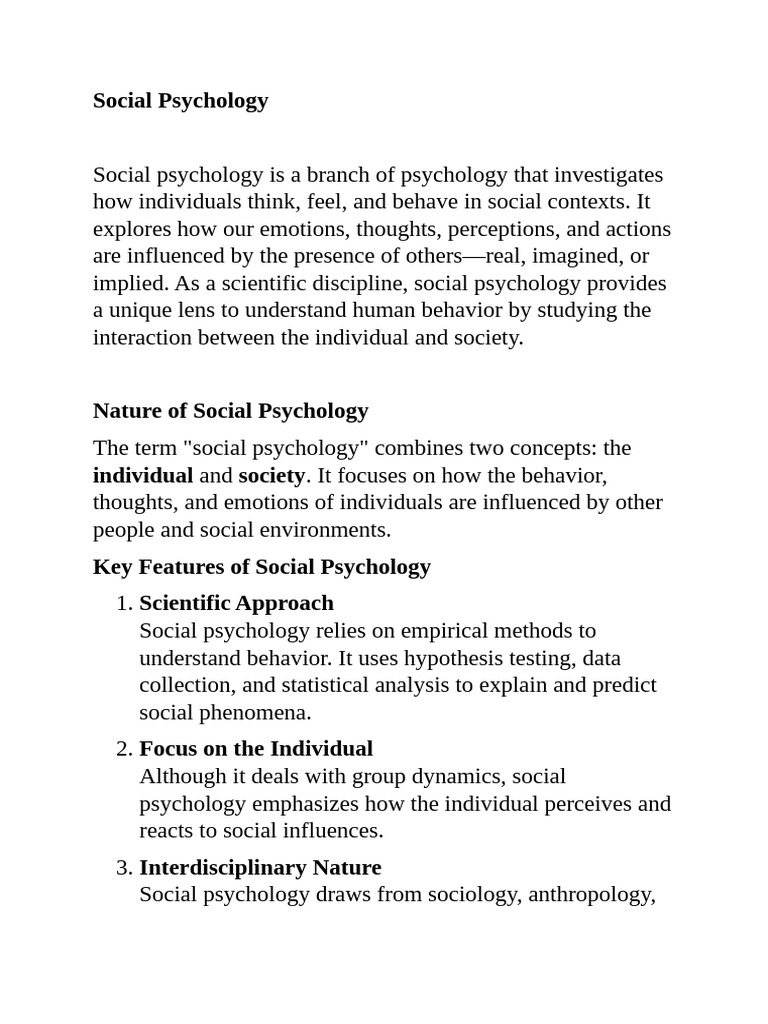 Introducing Social Psychology Pdf Social Psychology Psychology