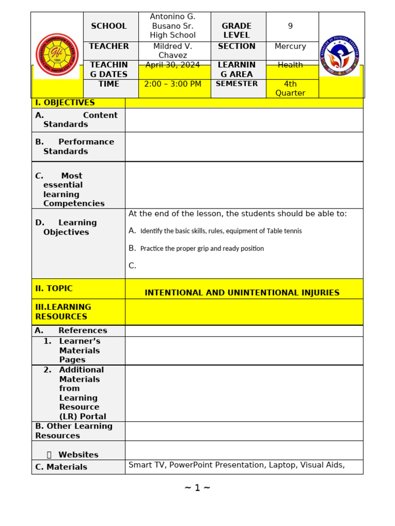 Table Tennis Lesson Plan Overview | PDF | Table Tennis | Learning