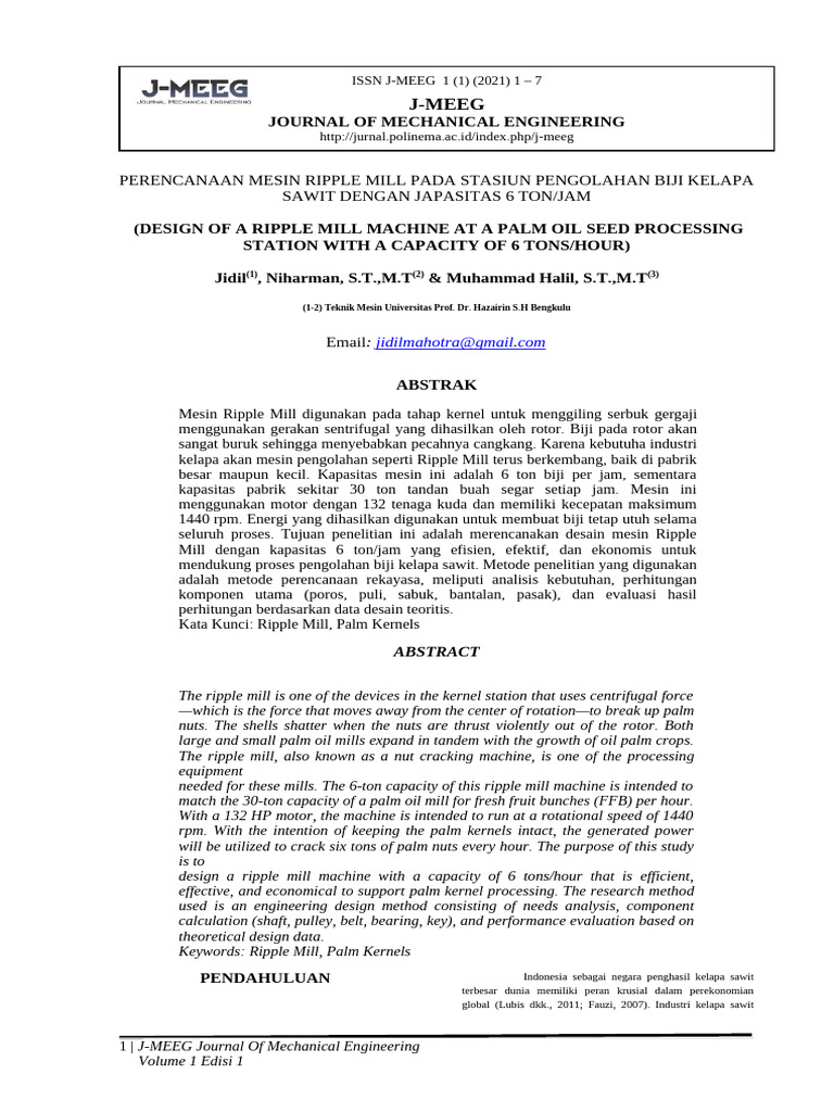 PERENCANAAN MESIN RIPPLE MILL KOMPONEN P | PDF