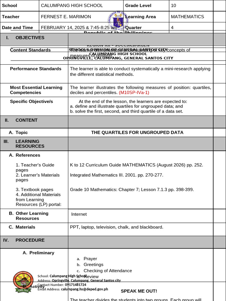 LP Quartiles | PDF | Learning | Mathematics