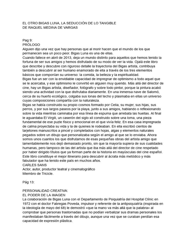 EL OTRO BIGAS LUNA LA SEDUCCIÓN DE LO TANGIBLE | PDF | Pinturas | Dibujo