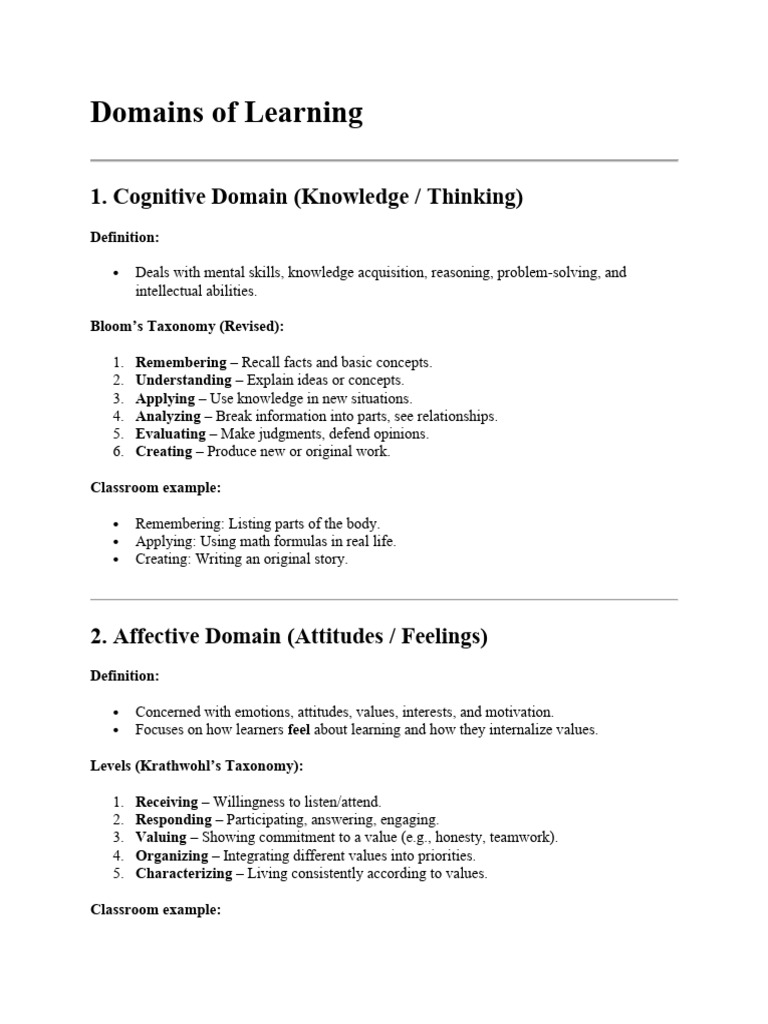 Understanding Learning Domains Explained | PDF