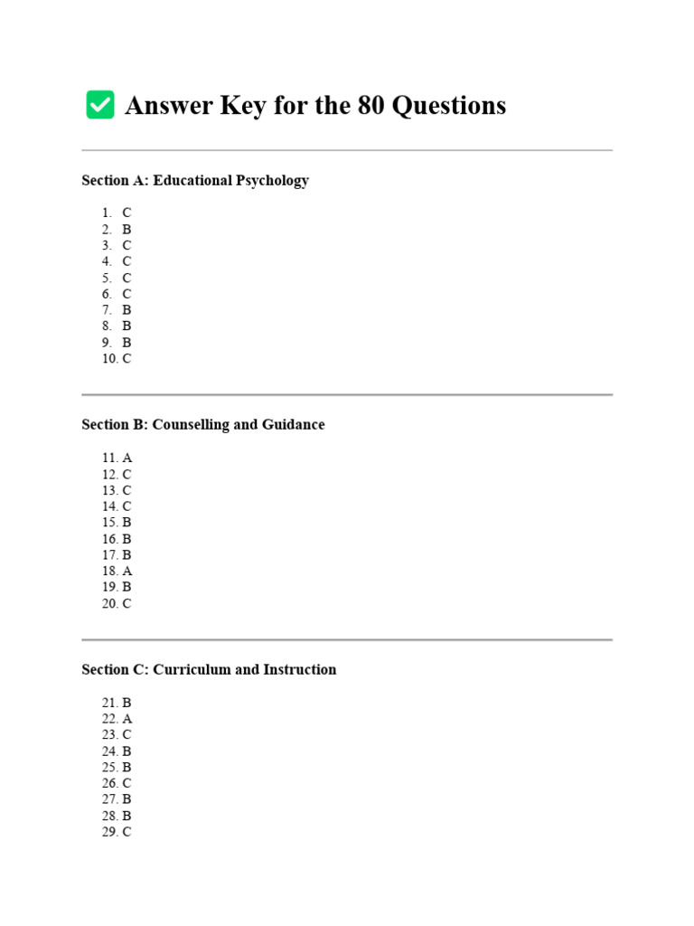 Educational Psychology Answer Key | PDF
