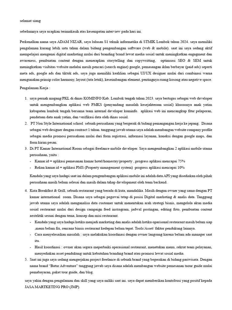 Script Interview | PDF