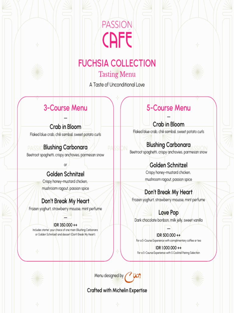 Passion Cafe - Fuchsia Collection Tasting Menu | PDF | Cuisine | Foods
