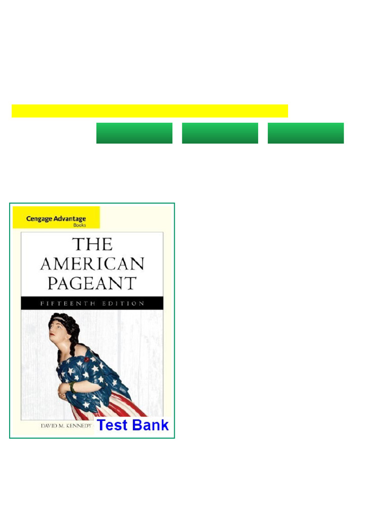 Cengage Advantage Books The American Pageant 15th Edition Kennedy Test ...