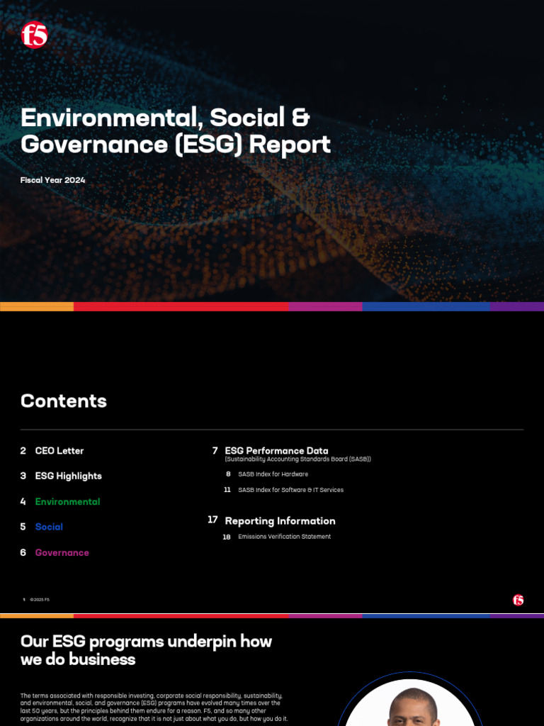 F5 FY2024 ESG Report Overview | PDF | Computer Security | Security
