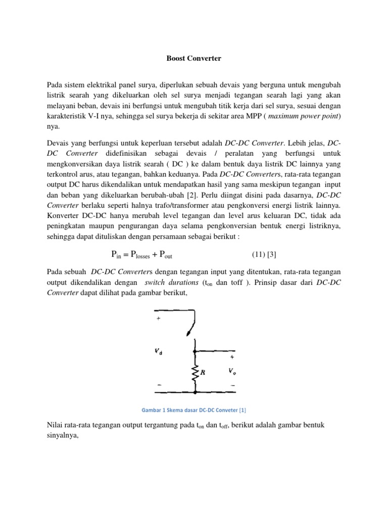 Prinsip Kerja Boost Converter DC-DC | PDF