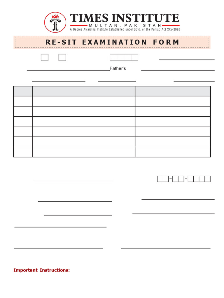 15 18 Times Re Sit Form Application 2023 | PDF