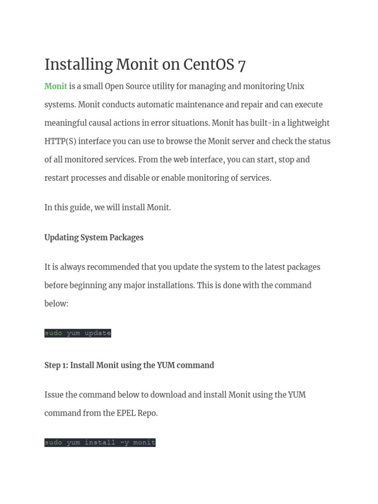 Installing Monit on CentOS | PDF | Booting | Sudo