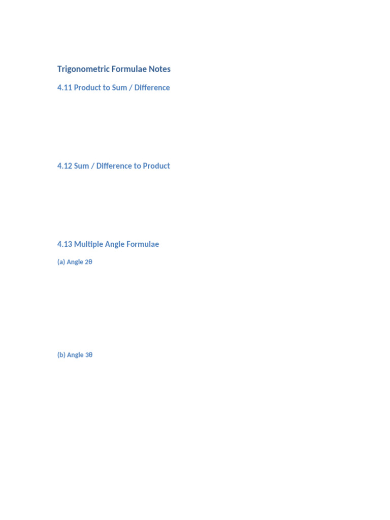 Trig Formulas Text | PDF