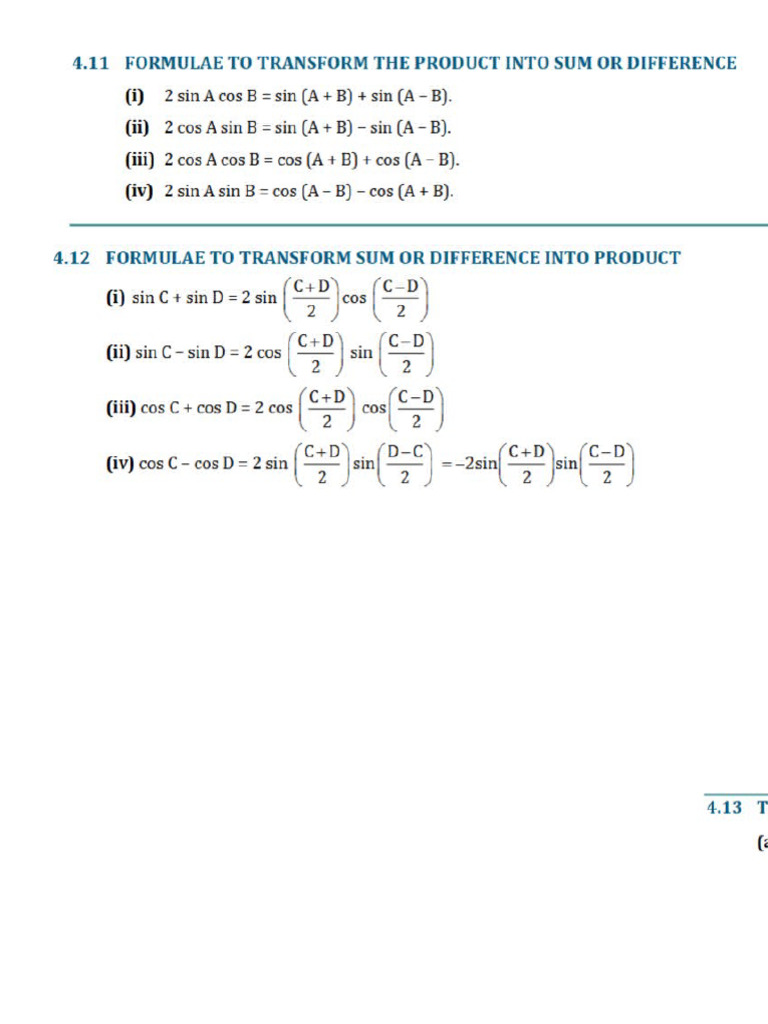 Trig Formulas | PDF