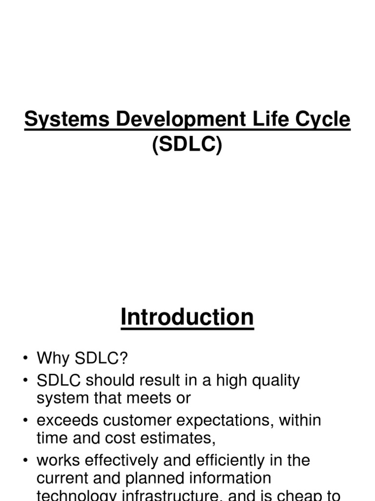A Comprehensive Overview of the Systems Development Life Cycle (SDLC) Process | PDF | Areas Of ...