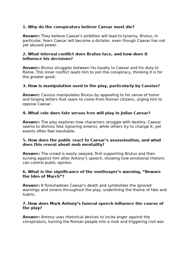 Key Themes and Characters in Julius Caesar | PDF | Mark Antony | Julius ...