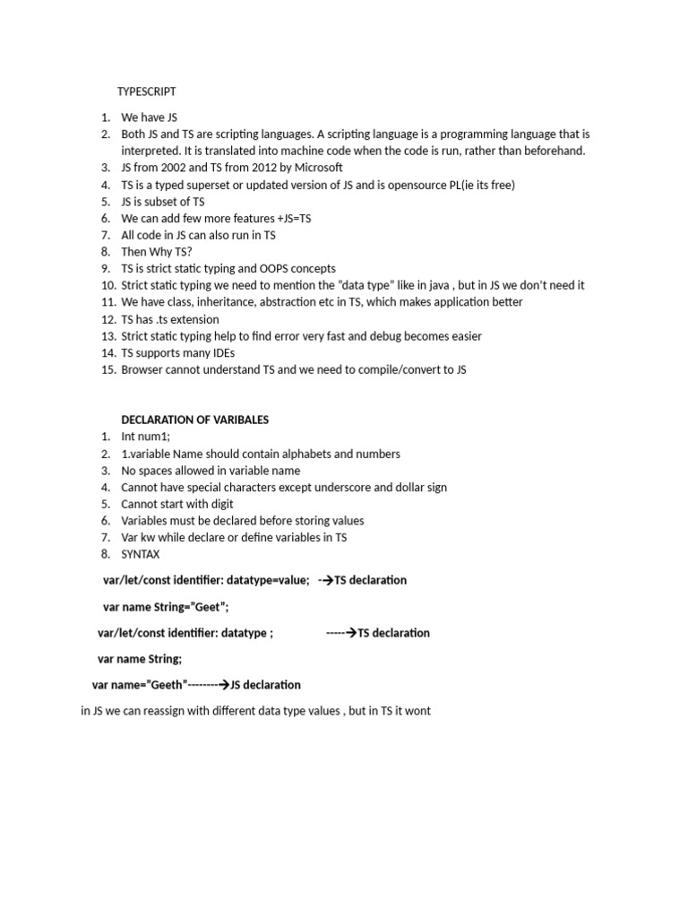 Intro TS | PDF | Data Type | Variable (Computer Science)