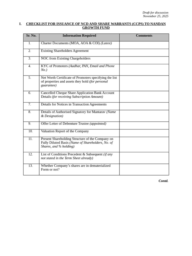 Checklist for NCD | PDF | Debenture | Private Law